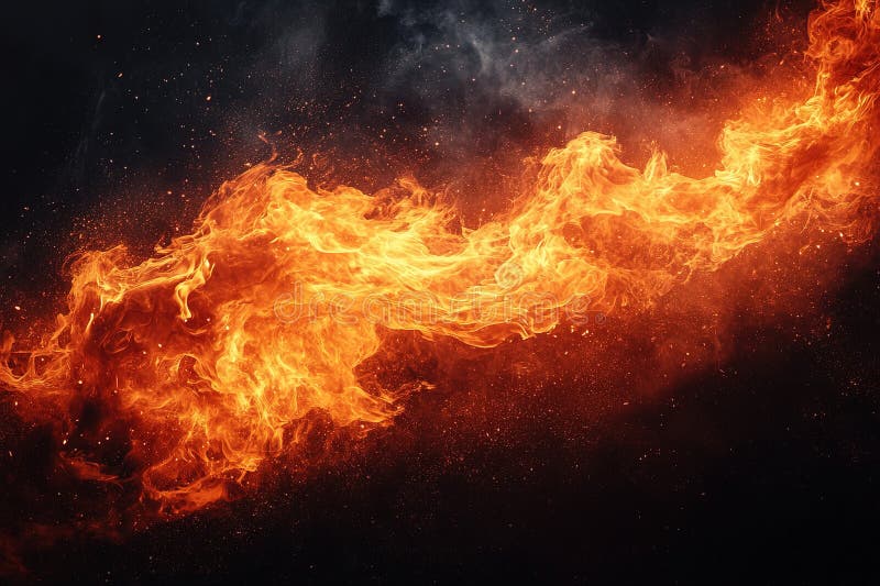 A Fiery Scene on a Black Background, Dramatic and Intense, Design Theme ...