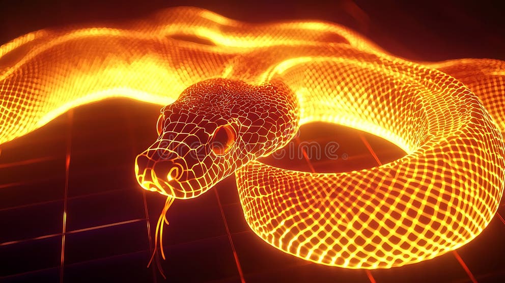 Fiery Serpent Abstract Digital Art Stock Illustration - Illustration of ...
