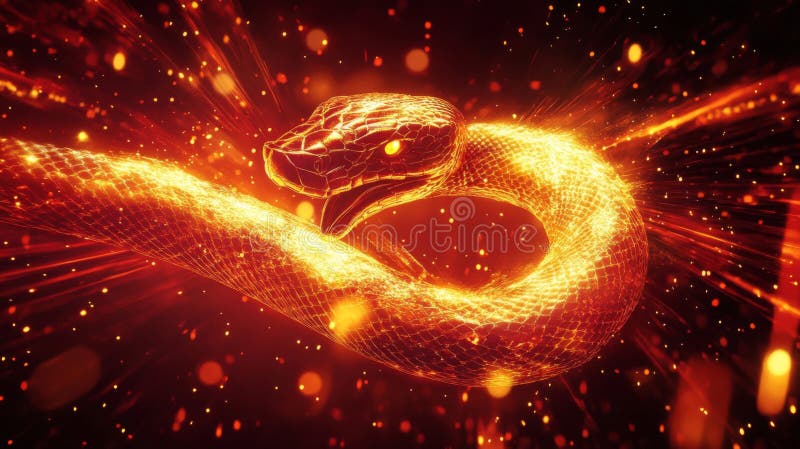Fiery Serpent Coiled in a Vortex of Light Stock Illustration ...