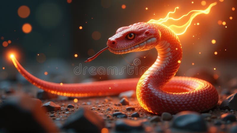 Fiery Serpent, Mythical Creature, Fantasy Snake Stock Illustration ...