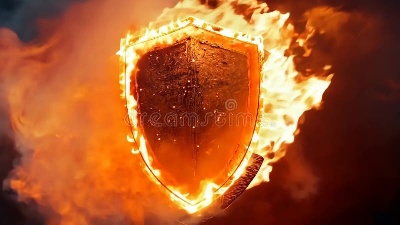 A Fire Shield in the Sky with Clouds in the Background Stock Footage ...