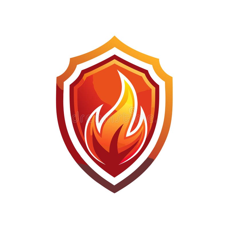 Fiery Shield: a Dynamic Graphic of a Shield Emblem with Stylized Flame ...