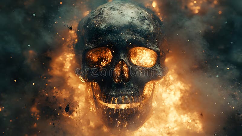 Fiery Skull 3D Illustration Stock Illustration - Illustration of heat ...