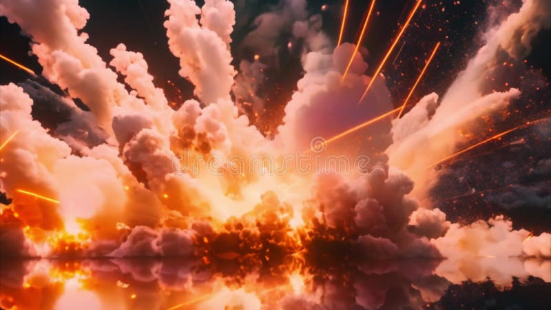 Fiery Sky Explosion stock footage. Video of fire, dynamic - 336005844