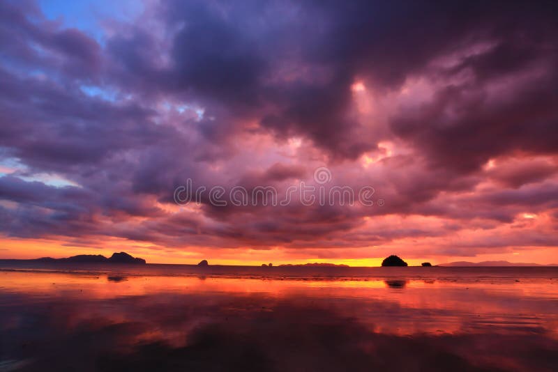 Fiery sky stock photo. Image of ocean, fire, fiery, cloud - 42832404