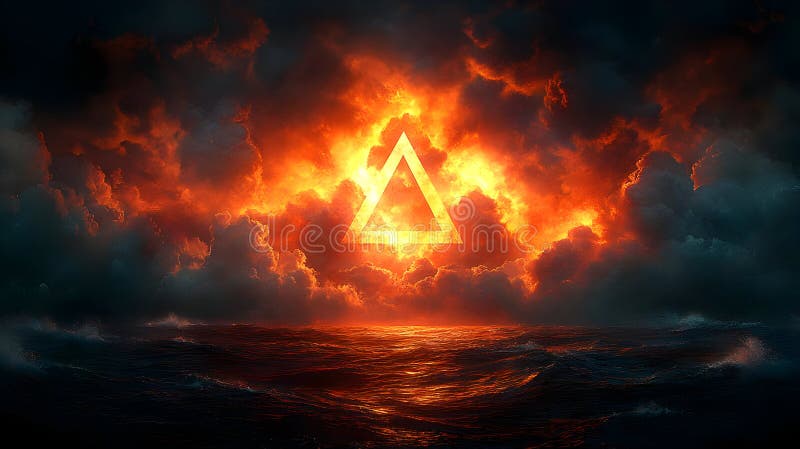 Fiery Sky with Triangle Illustration Stock Illustration - Illustration ...