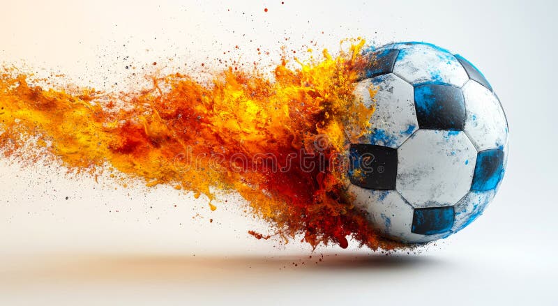 A Soccer Ball is Surrounded by Fire, Creating a Dramatic and Intense ...