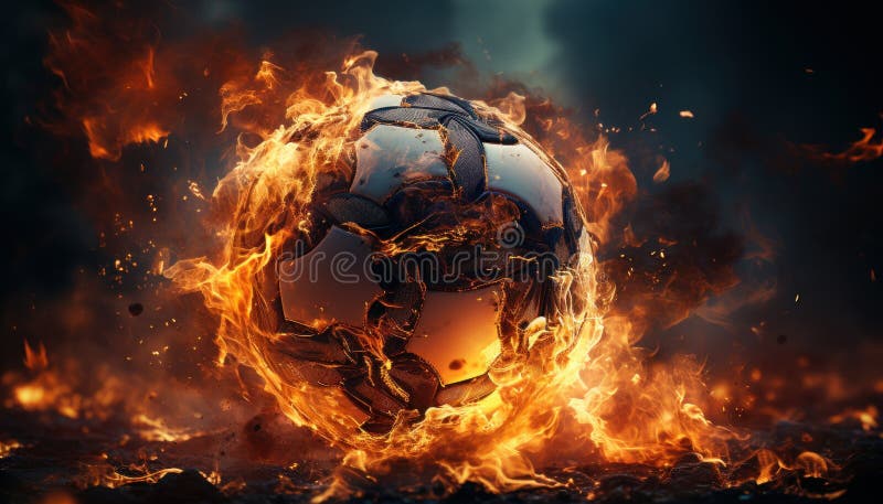 A Fiery Soccer Ball Burning with Flames Generative AI Stock ...