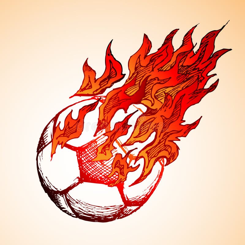 Fiery Soccer Ball Doodle stock vector. Illustration of drawing - 13965670