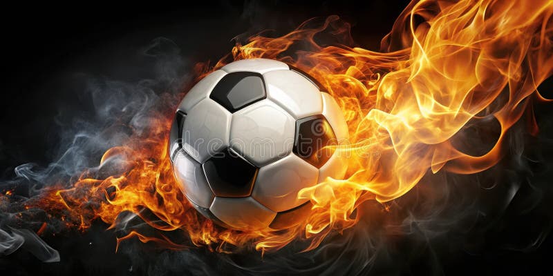 Fiery Soccer Ball a Dramatic Image of a Ball in Flames and Smoke ...