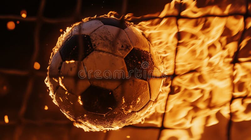 Fiery Soccer Ball in Dynamic Flames Stock Image - Image of soccer ...