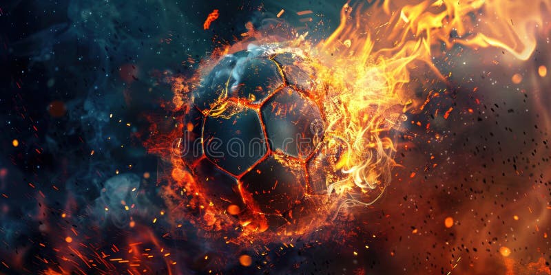 Fiery Soccer Ball. Created by Generative Artificial Intelligence Stock ...
