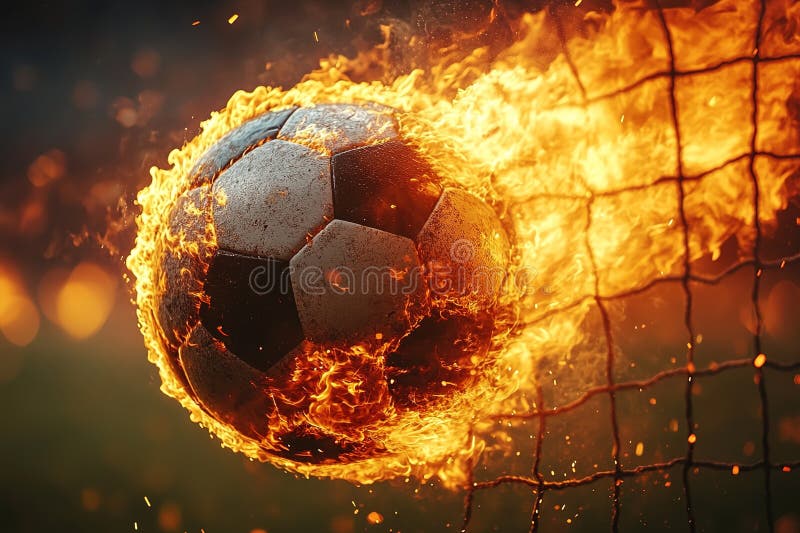 Fiery Soccer Ball in Dynamic Flames Stock Image - Image of soccer ...