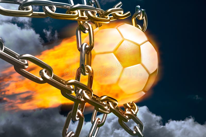 Fiery Soccer Ball and Metal Chains Stock Image - Image of fire, ball ...