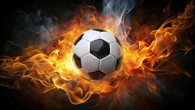 Fiery Soccer Ball in Motion a Dramatic Image of a Classic Sport ...