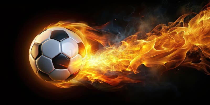 Fiery Soccer Ball in Motion a Dynamic Image of a Blazing Sphere ...