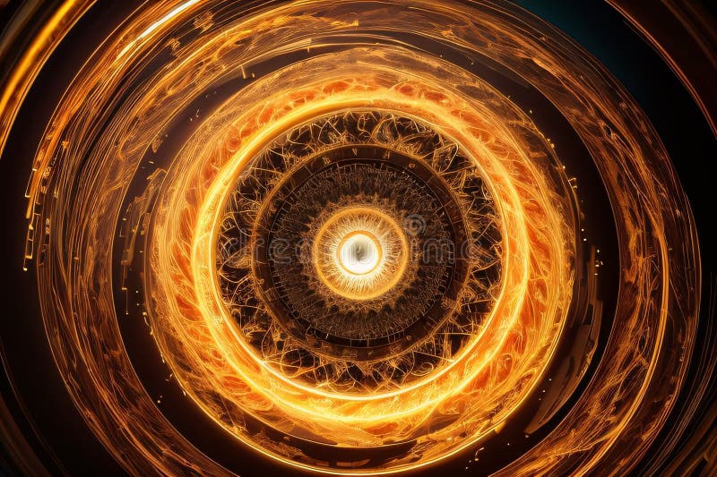 Fiery Solar Circles in an Abstract Pattern Stock Illustration ...