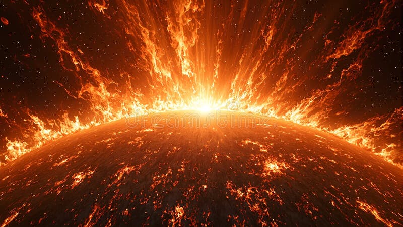 Fiery Solar Flare Engulfing Earths Atmosphere Stock Illustrations – 3 ...