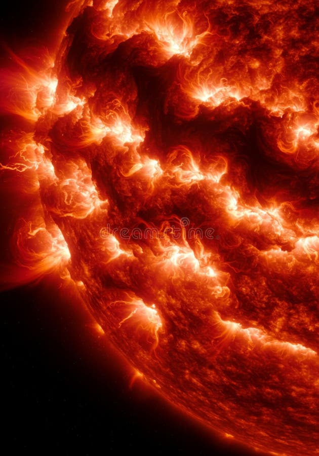 Fiery Solar Flare Eruption in Space Stock Illustration - Illustration ...