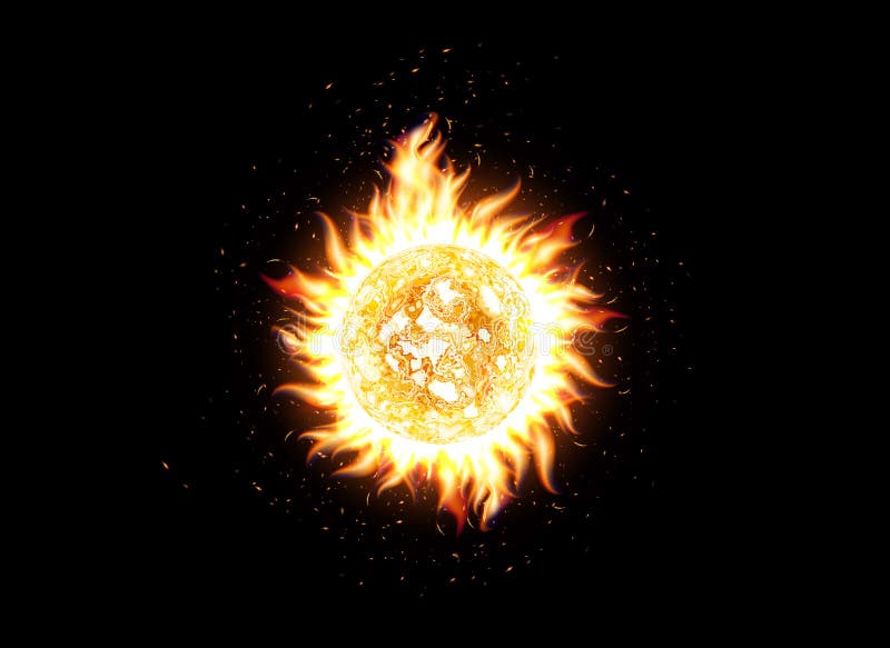 Fiery Solar Sphere with Fire Flames for Global Warming Topic, Weather ...
