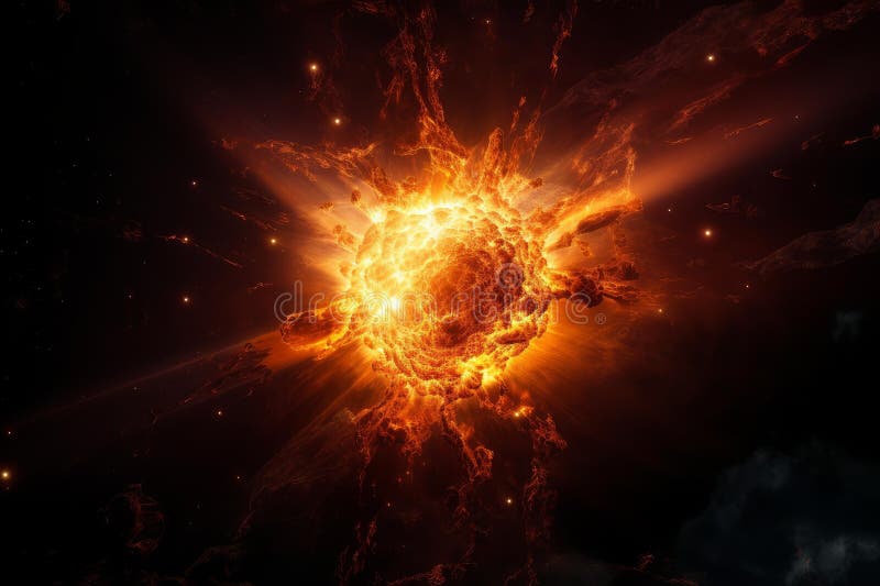 Fiery Space Explosion with Debris Stock Illustration - Illustration of ...