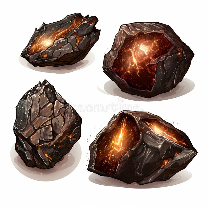 Fiery Space Rocks a Collection of Molten Asteroids for Sci-Fi Games and ...