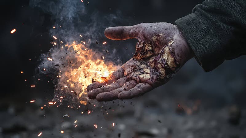 Fiery Spark Eruption Enigmatic Setting Artistic Image Dark Environment ...