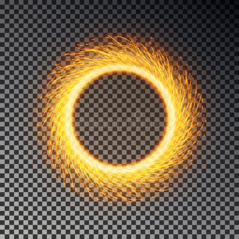 Fiery Sparks Circle Effect Isolated. Sparkler Ring Vector. Magic Round ...
