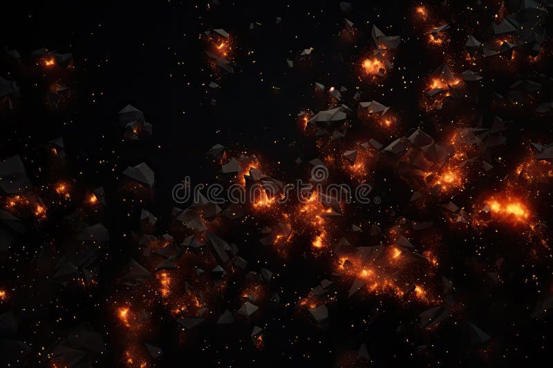 Fiery Sparks from a Fire on a Black Background Close-up, Fire Embers ...