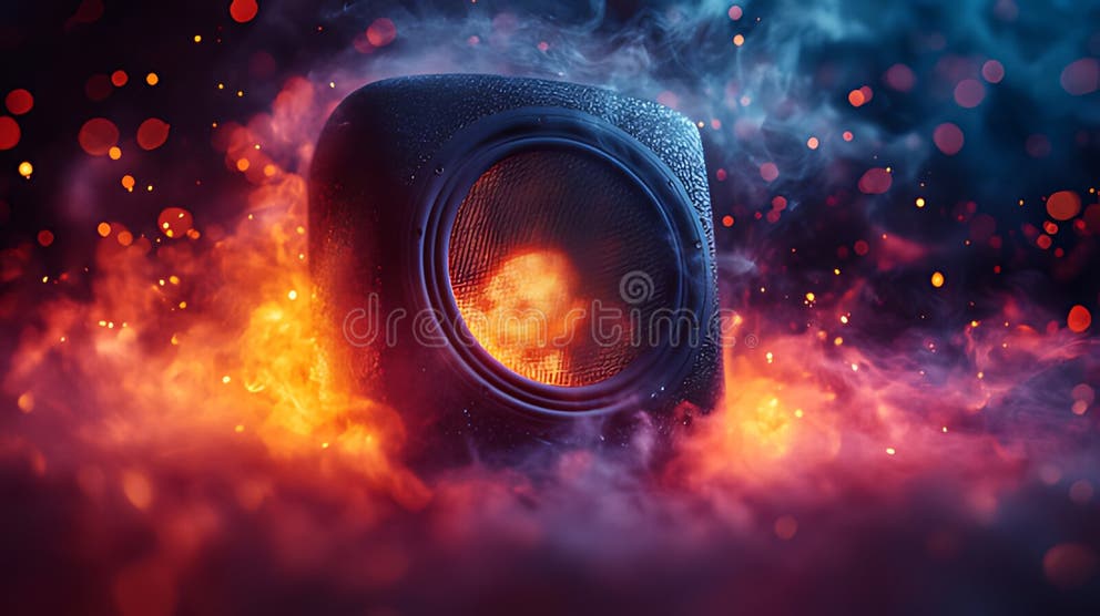 Fiery Speaker Smoke Studio Shot Stock Illustration - Illustration of ...