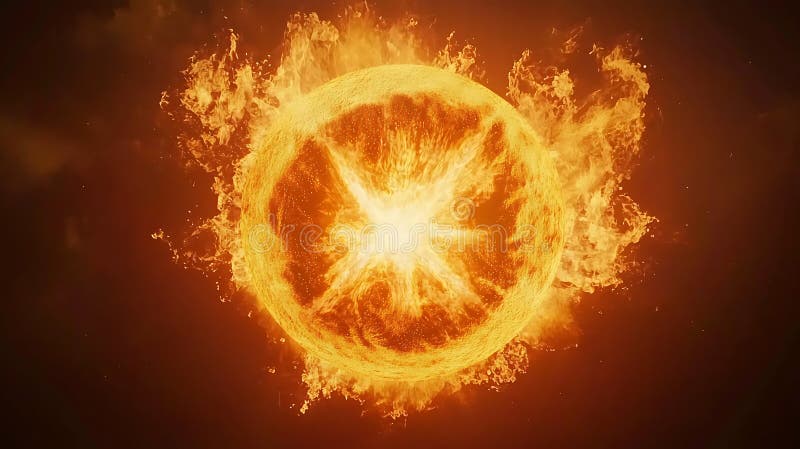 Fiery Sphere Exploding with Intense Light and Flames Stock Image - Image of force, design: 353255773