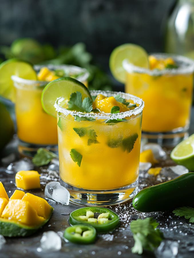 Fiery Spicy Mango Margarita Stock Illustration - Illustration of ...