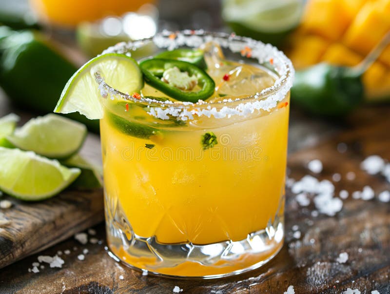 Fiery Spicy Mango Margarita Stock Illustration - Illustration of bright ...