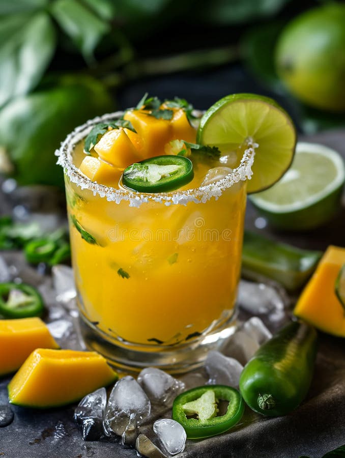 Fiery Spicy Mango Margarita Stock Photo - Image of plant, fruit: 302543956