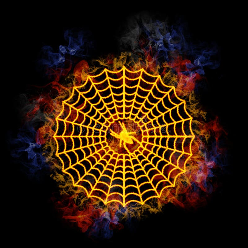 Fiery spider web. stock illustration. Illustration of blazing - 14330961