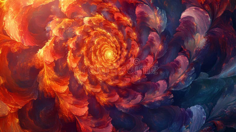 Fiery Spiral Flower Abstract Art Design Stock Illustration ...