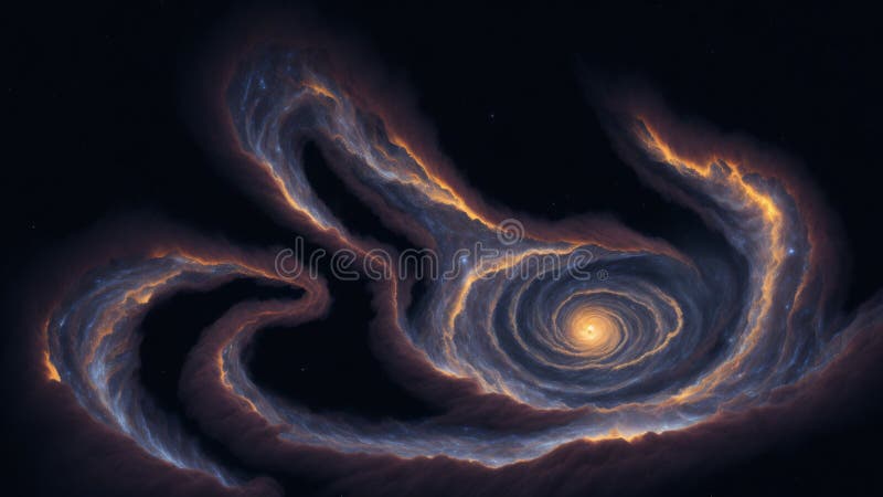 Fiery Spiral in Space, Abstract Nebula Background, Distorted Space, 3D ...