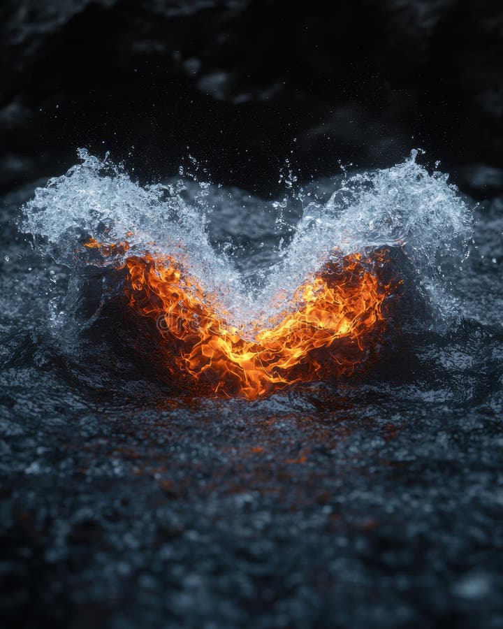 Fiery Splash of Water and Flames Stock Illustration - Illustration of ...