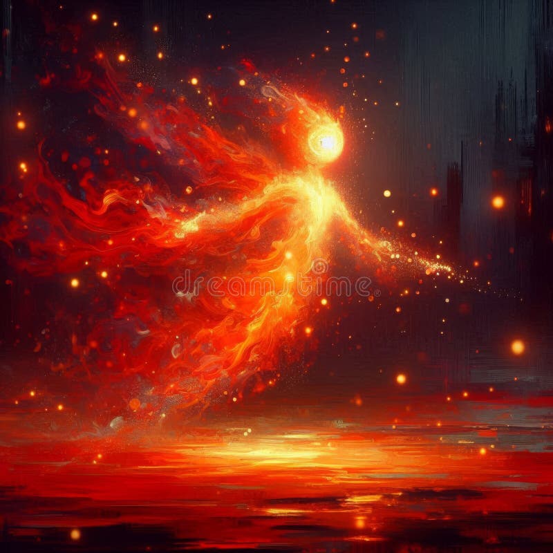 Fiery Sprite with Glowing Embers Stock Illustration - Illustration of ...
