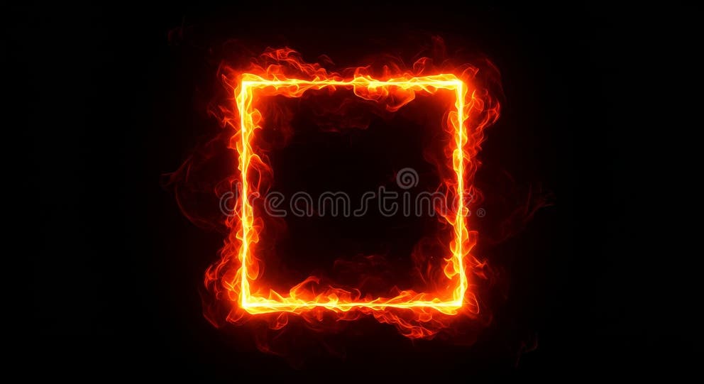 Fiery Square Frame a Square Frame Made of Burning Flames on a Black ...