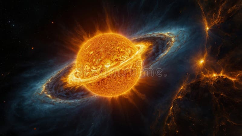 Fiery Star in a Cosmic Dance Stock Illustration - Illustration of ...