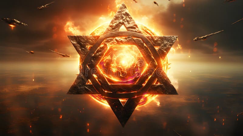 Fiery Star of David stock illustration. Illustration of cosmic - 343364963