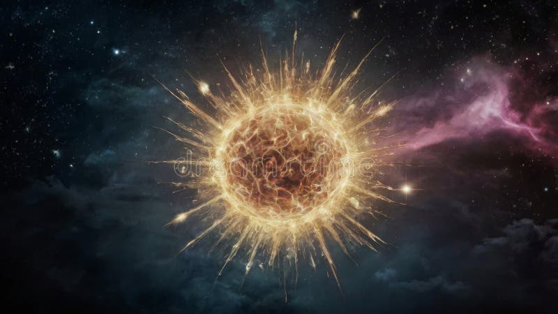 A Fiery Star Explodes in the Vastness of Space Stock Illustration ...