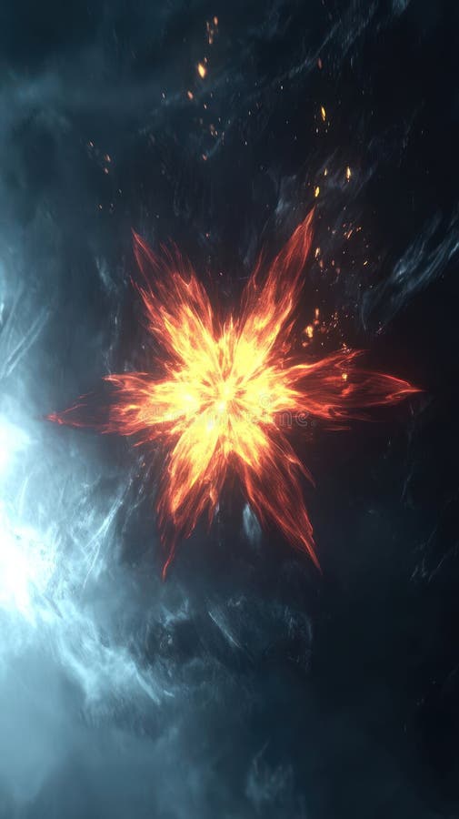 A Fiery Star-like Shape Emerges from a Dark, Swirling Background ...