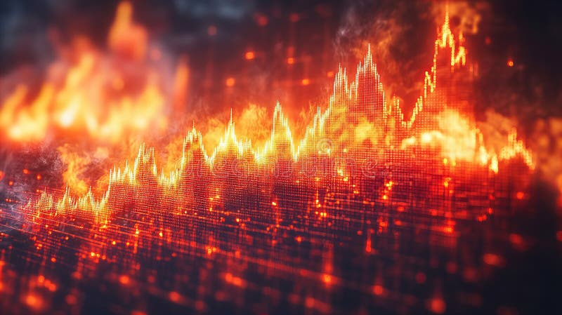 Fiery Stock Market Graph with Intense Flames and Smoke Generative AI ...