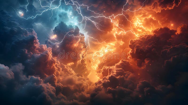 Fiery Storm Clouds Illustration Stock Illustration - Illustration of ...