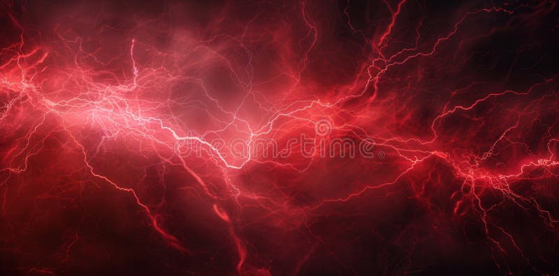 Fiery Strike. Vibrant Red Lightning on a High Detail Plain Background ...