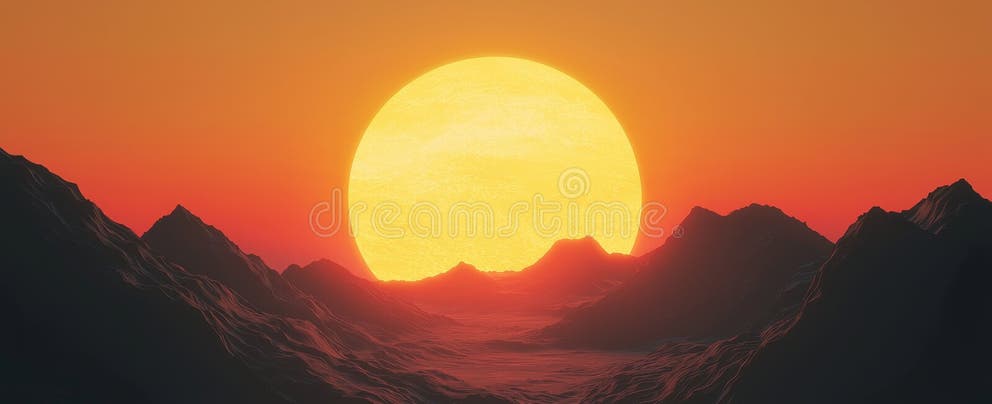 A Fiery Summer Sunset Showcasing a Red Sun in the Backdrop. Stock Image ...
