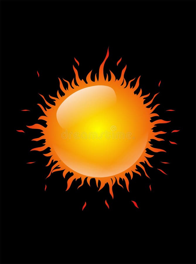 Fiery sun stock illustration. Illustration of black, powerful - 2240464