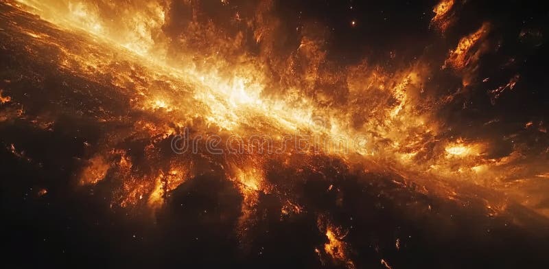 A Fiery Sun Bursts Forth into Space, Highlighted by Cosmic Flames and ...